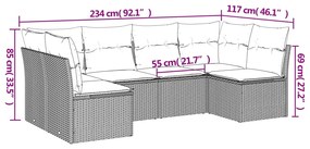 6dílná zahradní sedací souprava s poduškami béžová polyratan