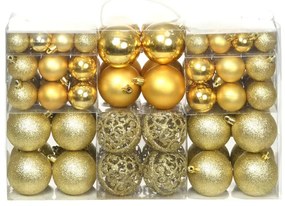 Sada vánočních baněk 100 kusů 3/4/6 cm zlatá - Default Title