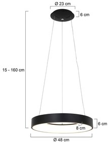 LED závěsné světlo Ringlede Ø 48 cm černá