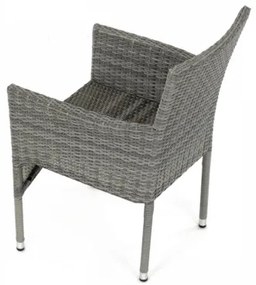 Zahradní židle šedá stohovatelná umělý ratan kov AZC-S2118 GREY