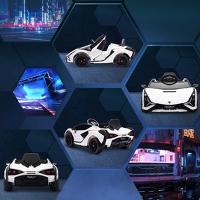 Dětské autíčko HOMCOM Lamborghini, s dálkovým ovládáním, 3 rychlosti, bezpečnostní pásy, hudební (MP3/USB) světlo, nosnost 25 kg, pro 37-60 měsíců, b…
