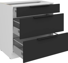 ARIA bc | dolní skříňka 80 D 3S zásuvková | 80 cm | PREMIUM BOX | bílá/černá