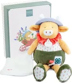 Doudou Dárková sada Plyšová kravička Aneth s dečkou zelená 28 cm / od