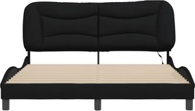 Rám postele s LED bez matrace Hvar černý 160x200 cm Látka 3213713