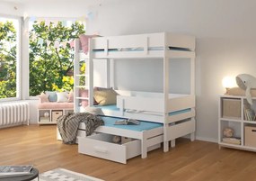 Třípatrová postel pro tři osoby s matracemi ETAPO 180x80
