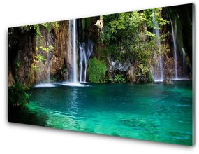 akrylový obraz Jezero Vodopád Příroda 140x70 cm