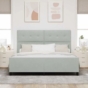 Postel s boxspringem s čelo Světle šedá 180 x 200 cm samet 3344957