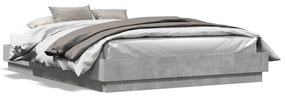 Rám postele s LED osvětlením betonově šedý 140 x 200 cm