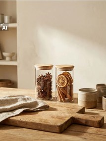 Sinsay - Skleněné nádoby na potraviny s bambusovými víčky 2 pack - clear