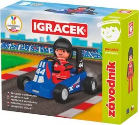EFKO Igráček Závodník modrá motokára / Figurka s motokárou / plast / o