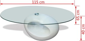 vidaXL Konferenční stolek s oválnou skleněnou deskou vysoký lesk [240318] Barva: Bílá