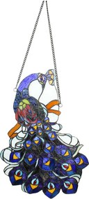 Závěsný Tiffany panel páv Peacock Blue - 35*70 cm