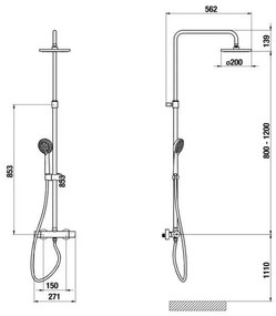 Jika Mio Sprchový termostatický výškově nastaviteľný sloup, chrom H3337170045711