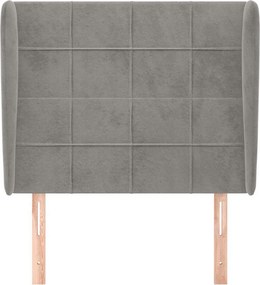 Čelo postele typu ušák světle šedé 103x23x118/128 cm samet 3117998