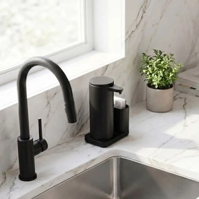 Matně černý bezdotykový kovový stojan na mycí prostředky – simplehuman