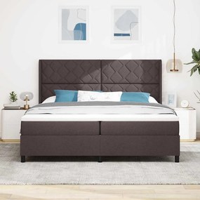 Postel s boxspringem s čelo Tmavě hnědá 200 x 200 cm textil 3341731