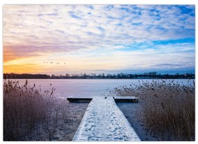 Obraz - Zamrzlé jezero, Ełk, Mazury, Polsko (70x50 cm)