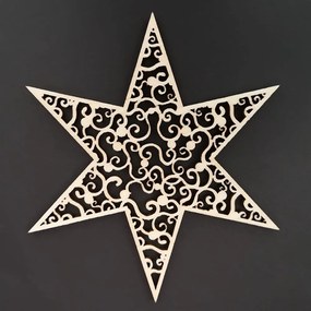 AMADEA Dřevěná ozdoba hvězda s ornamentem 9 cm