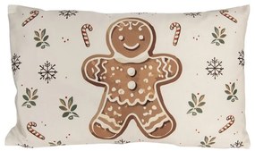 Béžový povlak na polštář s perníčkem Gingerbread Magic - 30*50 cm