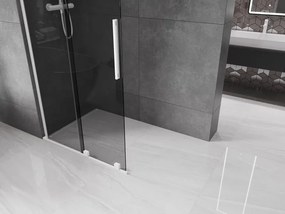 Mexen Velar L, posuvná sprchová zástěna Walk-in 110 x 200 cm, 8mm šedé sklo, bílá matná, 871-110-003-43-20