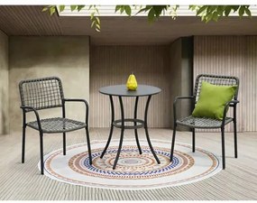 Zahradní set 1+2 stůl 60x60 židle umělý ratan kov antracit AZ-L1103 GREY