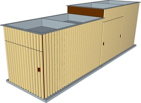 DESIGN FACTORY - Cyklobox de Luxe 3 – 4 kola s velkým úložištěm, barva natur, (1,1 x 4,3 m), CYKL3-4VELK - nejzahradnidomek.cz