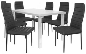 Jídelní set Moderno 1+6 židlí - bílá/černá
