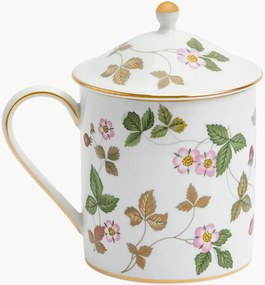 Hrnek z kostního porcelánu Fine Bone China's víčkem Wild Strawberry