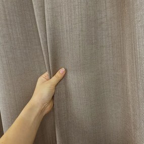 Záclona/Závěs  béžovo-hnědá Linen Mist s efektem lnu a olůvkem Ervi 4451
