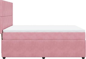 Box spring postel s matrací růžová 140x200 cm samet 3292357