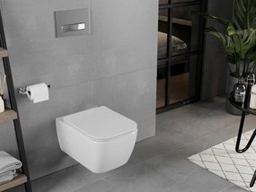 Mexen Elis závěsné wc Rimless s toaletním Slim sedátkem z duroplastu, 52 x 34,5 cm, bílá - 30910600