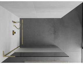 Mexen Kioto L, sprchová zástěna Walk-In 100 x 200 cm, 8mm čiré sklo-námraza, zlatý matný profil, 800-100-103-55-35