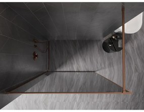 Mexen, Mexen Kioto-XF sprchová stěna s rámem 140 x 202 cm, grafit 10 mm, broušená měď - 800-140-104-65-40-X