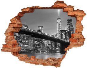 Wallmuralia Nálepka 3D díra na zeď New York noc 90x70 cm