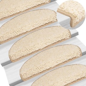 Schodové rohože 15 ks 65 x 21 x 4 cm krémové, půlkulaté, velké 133904