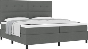 Postel s boxspringem s čelo Tmavě šedá 200 x 200 cm textil 3339414