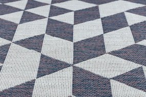 Dywany Łuszczów Kusový koberec Sion Sisal Triangles 22373 ecru/blue-pink – na ven i na doma - 140x190 cm