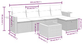 6Dílná Zahradní Sedací Souprava S Poduškami Béžová Polyratan - béžová a krémová / bez úložného prostoru