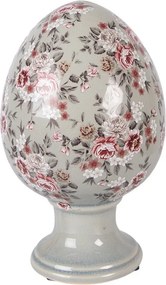 Zelené keramické vajíčko s květy Floria XL - Ø 17*28 cm