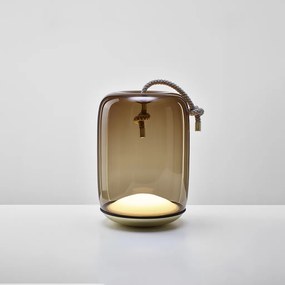 Designová lampička Knot Table Dekor: Hnědé sklo / Mosazný reflektor