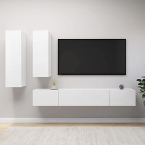 4dílný set TV skříněk bílý kompozitní dřevo 3078733
