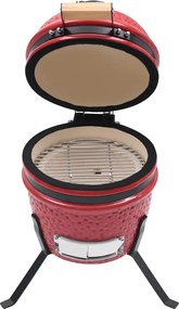 Zahradní gril a udírna 2 v 1 Kamado keramický 56 cm červený 316095