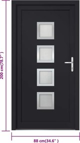vidaXL Vchodové dveře bílé 88 x 200 cm PVC [3187855] Barva: antracitová zvenku / bílá uvnitř