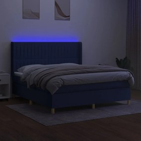 Box spring postel s matrací a LED modrá 180x200 cm textil 3139059