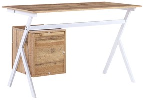 Psací stůl se zásuvkou 120 x 60 cm světlé dřevo/bílý ASHLAND Beliani