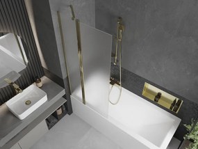 Mexen Flip, vanová zástěna 1-křídlová 80 x 150 cm, otočné křídlo, 6 mm námraza sklo, zlatý profil, 894-080-101-50-30