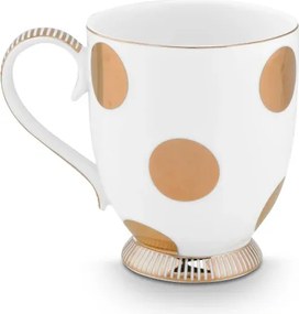 Pip Studio Dot Delight White - Gold sada 2ks hrnků 380ml, bílo-zlatá (Sada 2 ks hrnků 380 ml z tenkostěnného porcelánu)
