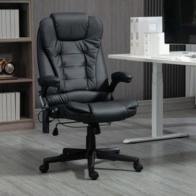 HOMCOM Kancelářské křeslo Manažerské křeslo s 6bodovou vibrační masáží a funkcí vyhřívání, imitace kůže, otočné, 62x68x111-121cm| Aosom