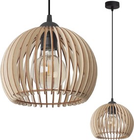 Závěsné svítidlo Timber 6, 1x dřevěné stínítko, (fi 21 cm)