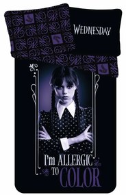 Jerry Fabrics Bavlněné povlečení 140x200 středa černá fialová povlak na polštář 70x90 JF24